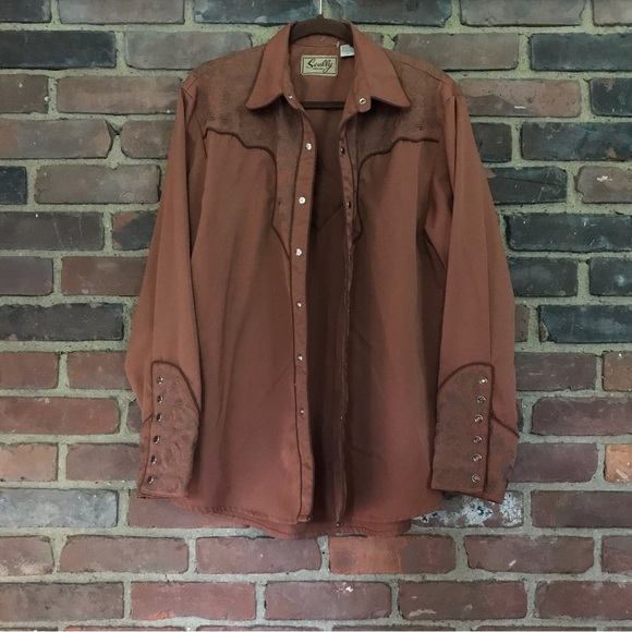 Scully | Shirts | Scully Brown Western Detail Cuffs Snap Buttons Shirt ...